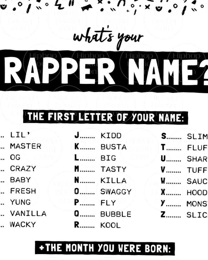 What's Your Rapper Name Party Game – HiphopBoutiq